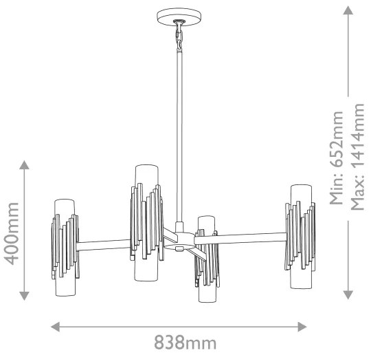 Elstead MARVELE8-AB-OPAL - Lustr na tyči MARVELE 8xE14/40W/230V zlatá