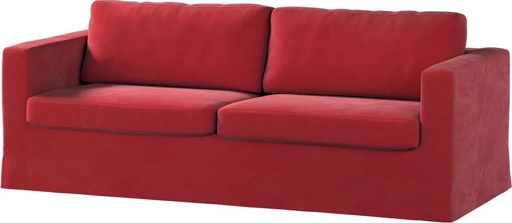 Potah na pohovku IKEA Karlstad 3-místná, nerozkládací, dlouhý barva červená látka lesklé, sametová