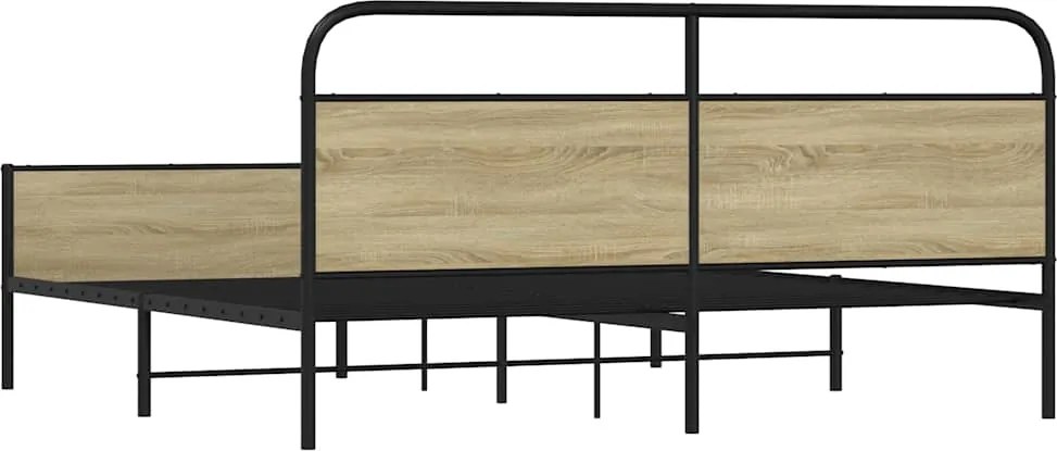 Kovový rám postele bez matrace dub sonoma 180 x 200 cm 3318695