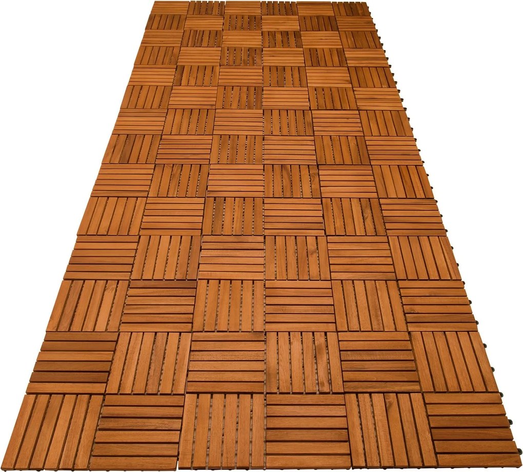 Deuba Dřevěné dlaždice Quatro mozaika - sada 11 ks, 30x30 cm
