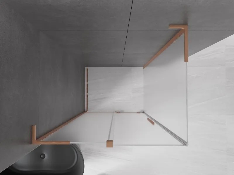 Mexen Velar L, sprchový kout s posuvnými dveřmi 90 x 85 cm, 8mm sklo námraza, měděná matná, 871-090-085-33-65