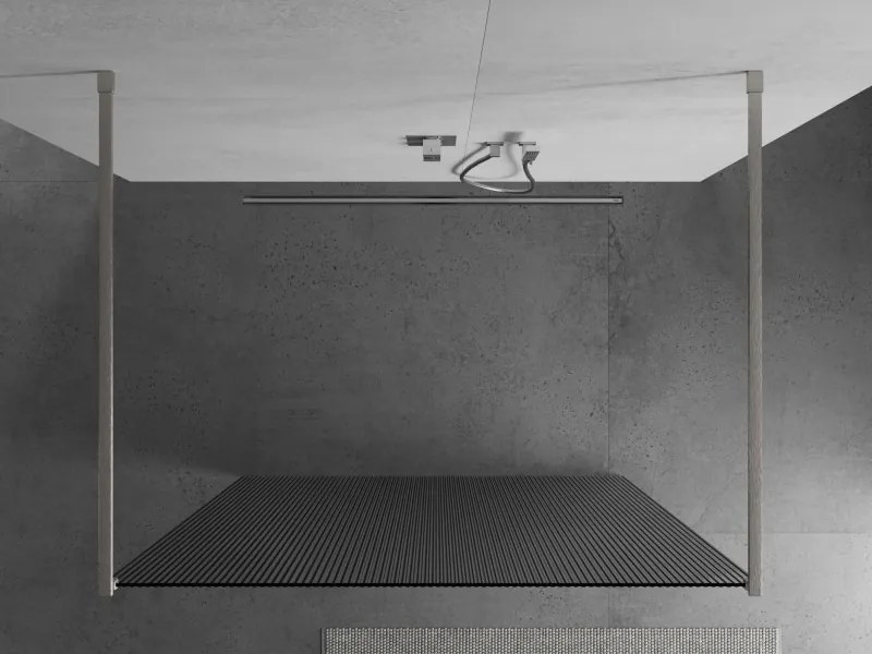Mexen Kioto, sprchová zástěna Walk-In 110 x 200 cm, 8mm sklo s žebrovým vzorem, broušená ocel profil, 800-110-002-97-09