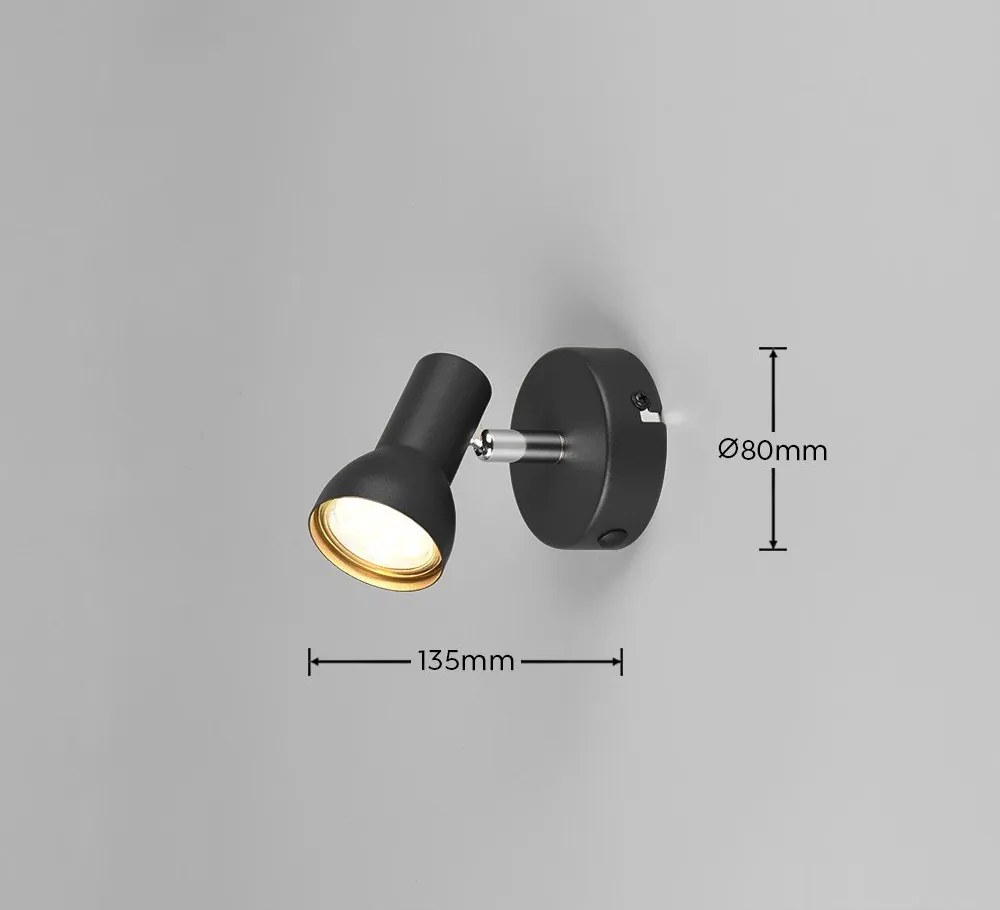 Černé bodové svítidlo ø 8 cm Cantar – Reality