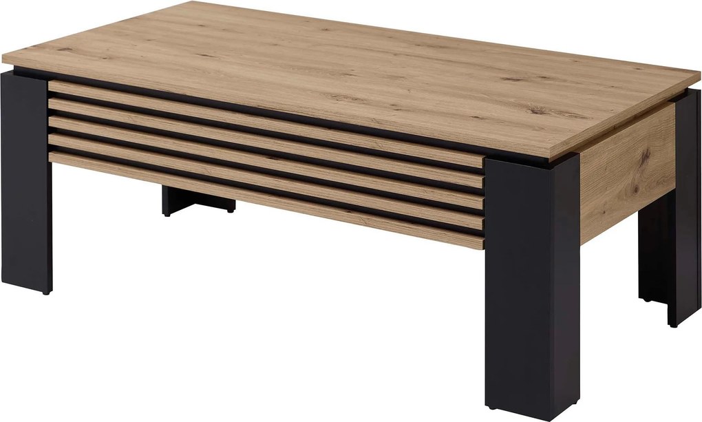 XXXLutz KONFERENČNÍ STOLEK, černá, dub artisan, kompozitní dřevo, 60/110/43-65 cm MID.YOU - Konferenční stolky - 000572044701
