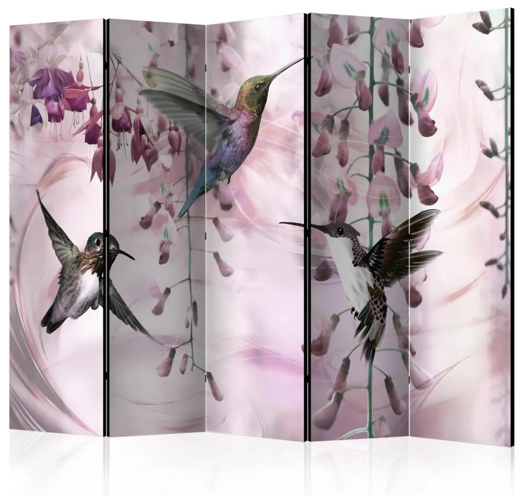 Paraván - Flying Hummingbirds (Pink) II [Room Dividers]