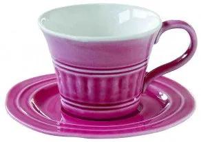 Easy Life Porcelánový šálek a podšálek Abitare tmavě růžový - 250ml