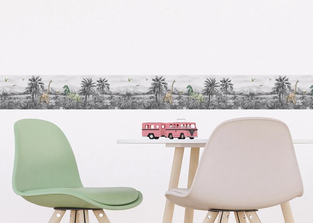 Dětská samolepící bordura na zeď Dino | 5 m x 9.7 cm | DWBD8137