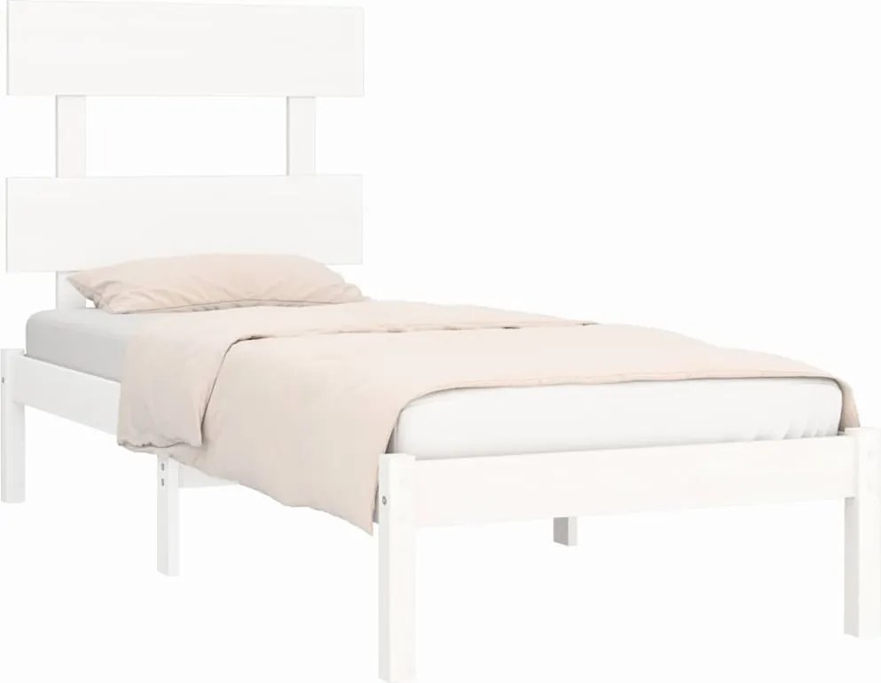 Rám postele bílý masivní dřevo 90 x 190 cm jednolůžko 3104639