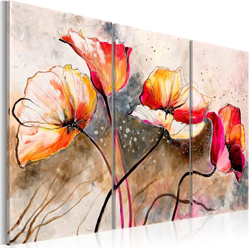 Bimago Ručně malovaný obraz - Poppy in the wind 120x80 cm