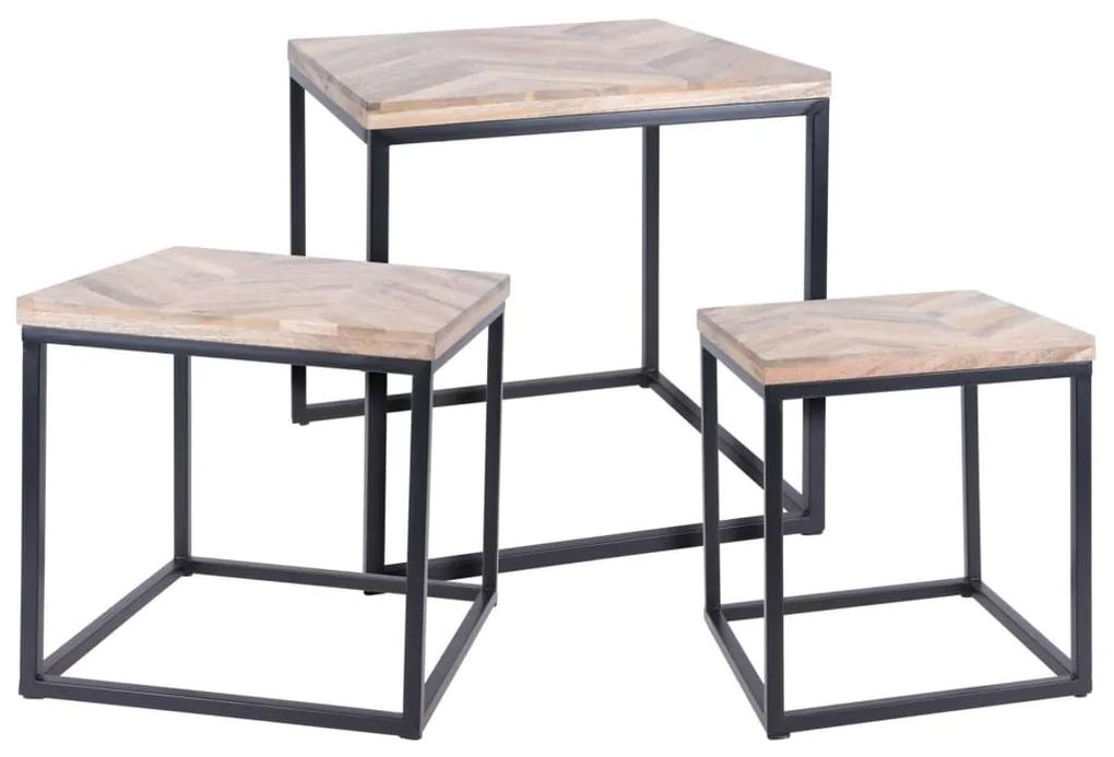 436192 H&S Collection Ambiance 3dílná sada odkládacích stolků teakové dřevo