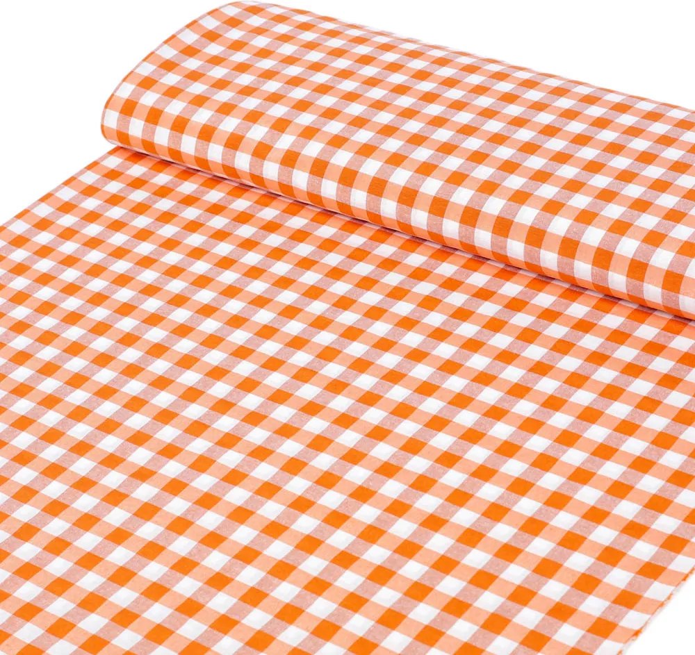 Biante Dekorační obdélníkový ubrus Rebeka RE-005 Oranžovo-bílá kostka střední 50x100 cm
