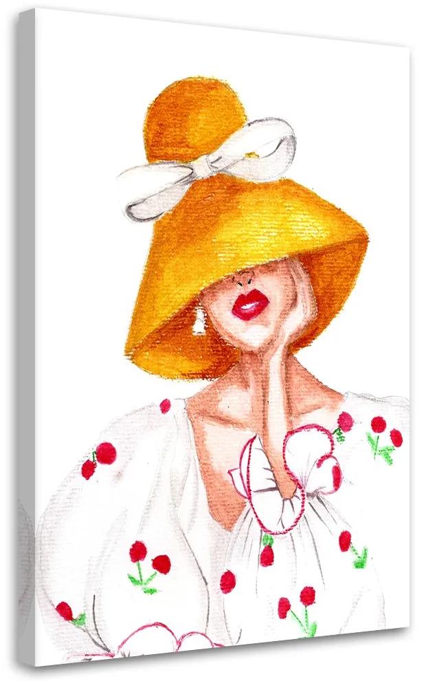 Gario Obraz na plátně Dáma se žlutým kloboukem - Gisele Oliveira Fraga Baretta Rozměry: 40 x 60 cm