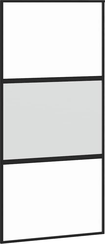Posuvné dveře černé 102,5 x 205 cm tvrzené sklo a hliník 155203