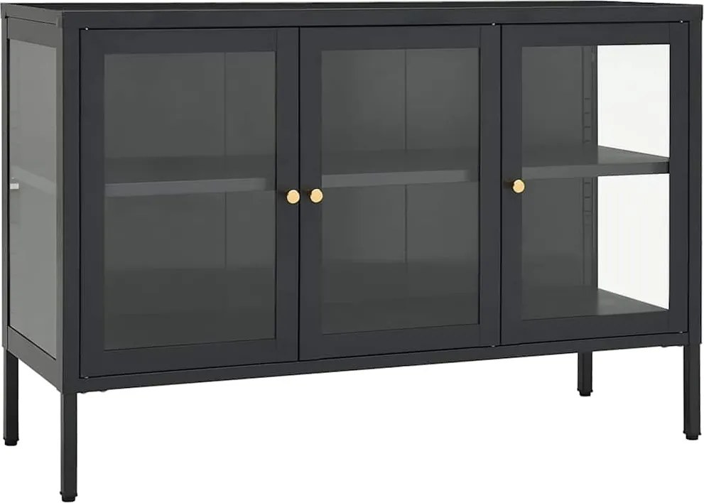 Příborník antracitový 105 x 35 x 70 cm ocel a sklo 336069