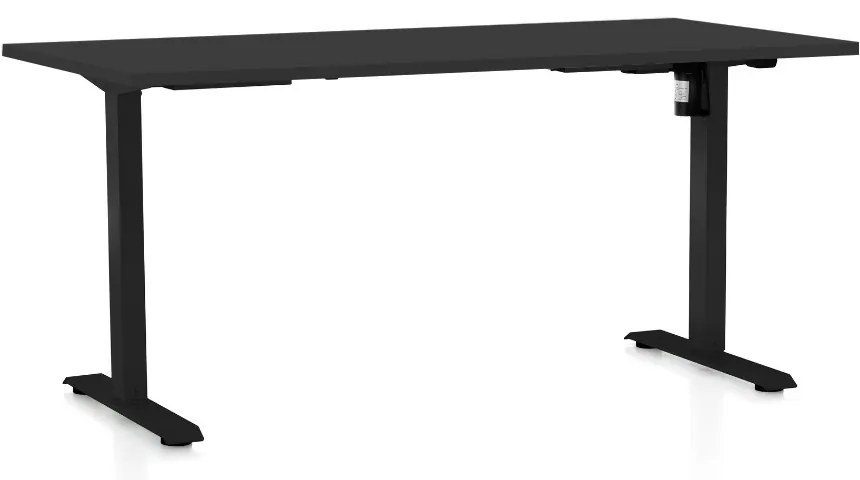 Výškově nastavitelný stůl OfficeTech A, 160 x 80 cm, černá podnož, černá