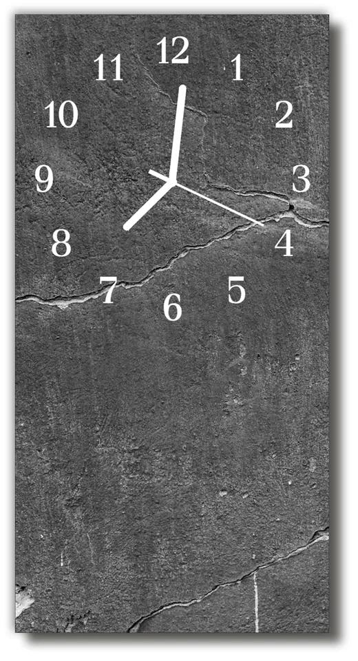 Skleněné hodiny vertikální Šedá kamenná zeď 30x60 cm