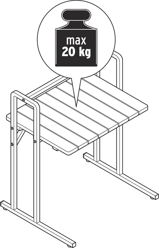 Tchibo - Stolek ve tvaru C s velkou deskou - barva: černá