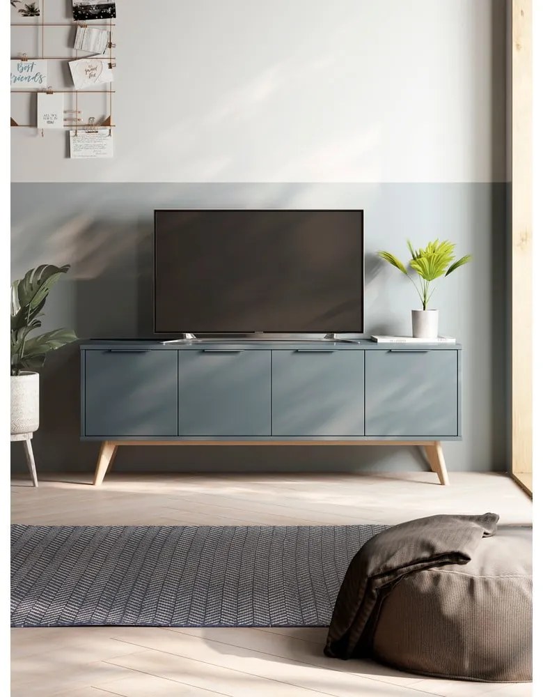 Zelenošedý TV stolek 140x53 cm Pisco – Marckeric