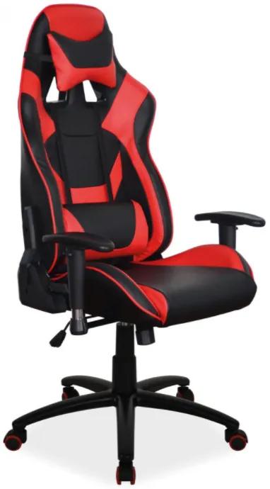 Herní otočná polohovací židle DRAGON – PU kůže, červenočerná, nosnost 140 kg  | BIANO