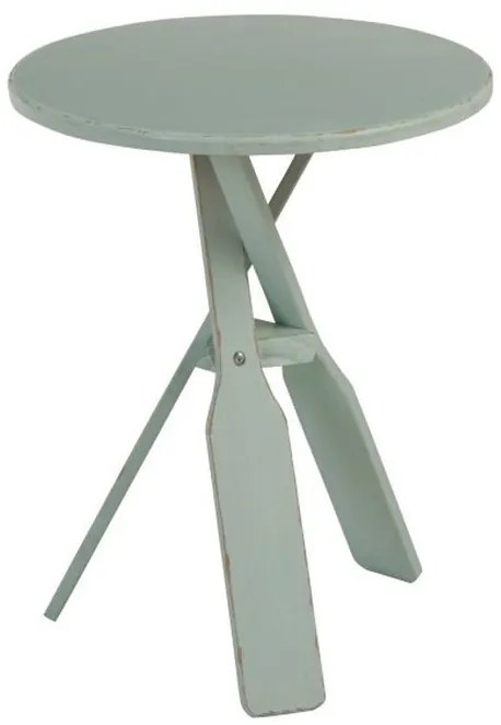 Mintový dřevěný odkládací stolek s pádly Paddles - Ø 45*56cm