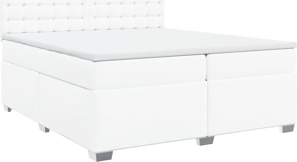 Box spring postel s matrací bílá 200x200 cm umělá kůže 3286137