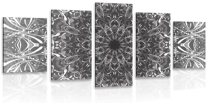 5-dílný obraz černobílá rozeta Varianta: 200x100