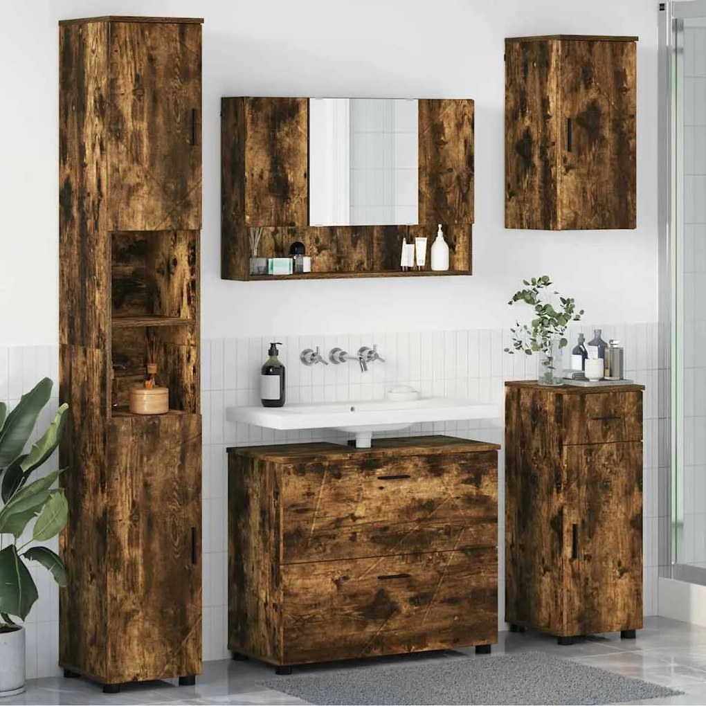 Sada koupelnového nábytku 5 ks Kouřový dub 35 x 30 x 192 cm 3393078