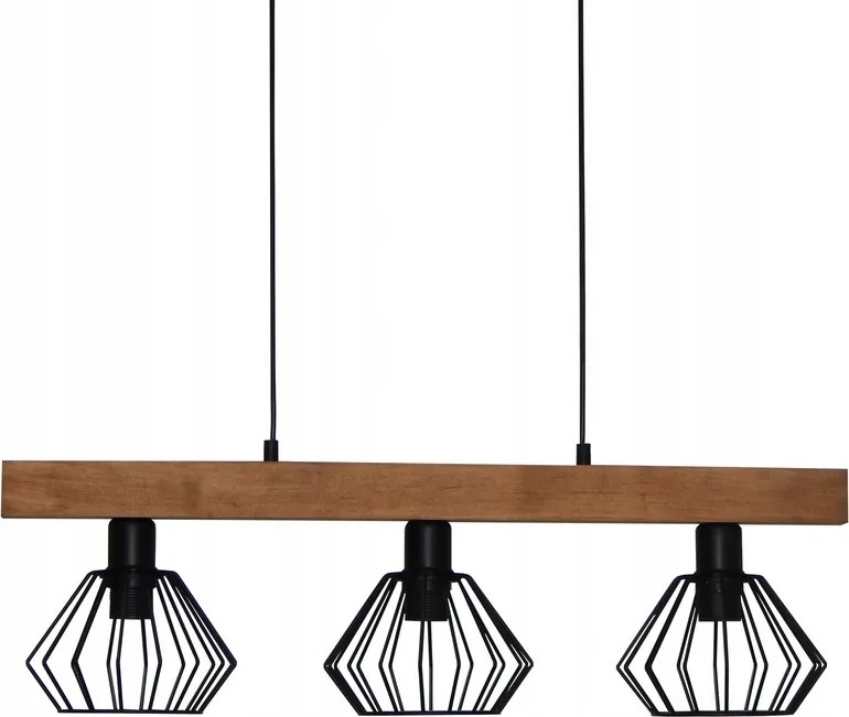 Závěsná/stropní Led Lampa Loft Dřevo Drátěnka 021