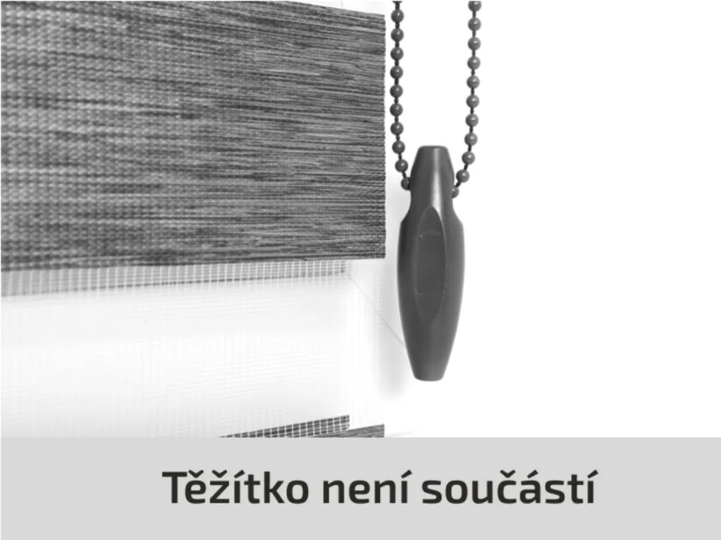 ZEBRA-SHOP Roleta DEN A NOC / KOMPLET / WOOD / BÍLÁ - ŠEDÉ PRUHY / W30 Výška: 150, Šířka: 108, Strana ovládání: vpravo