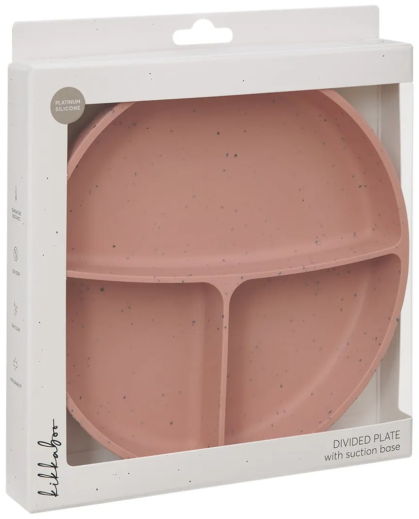 KikkaBoo Talíř dělený s přísavkou Platinum Silicone Blush