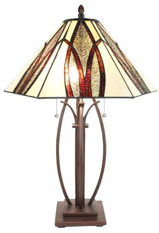 Stolní lampa Tiffany Kristi béžová v art deco stylu – 45x61 cm