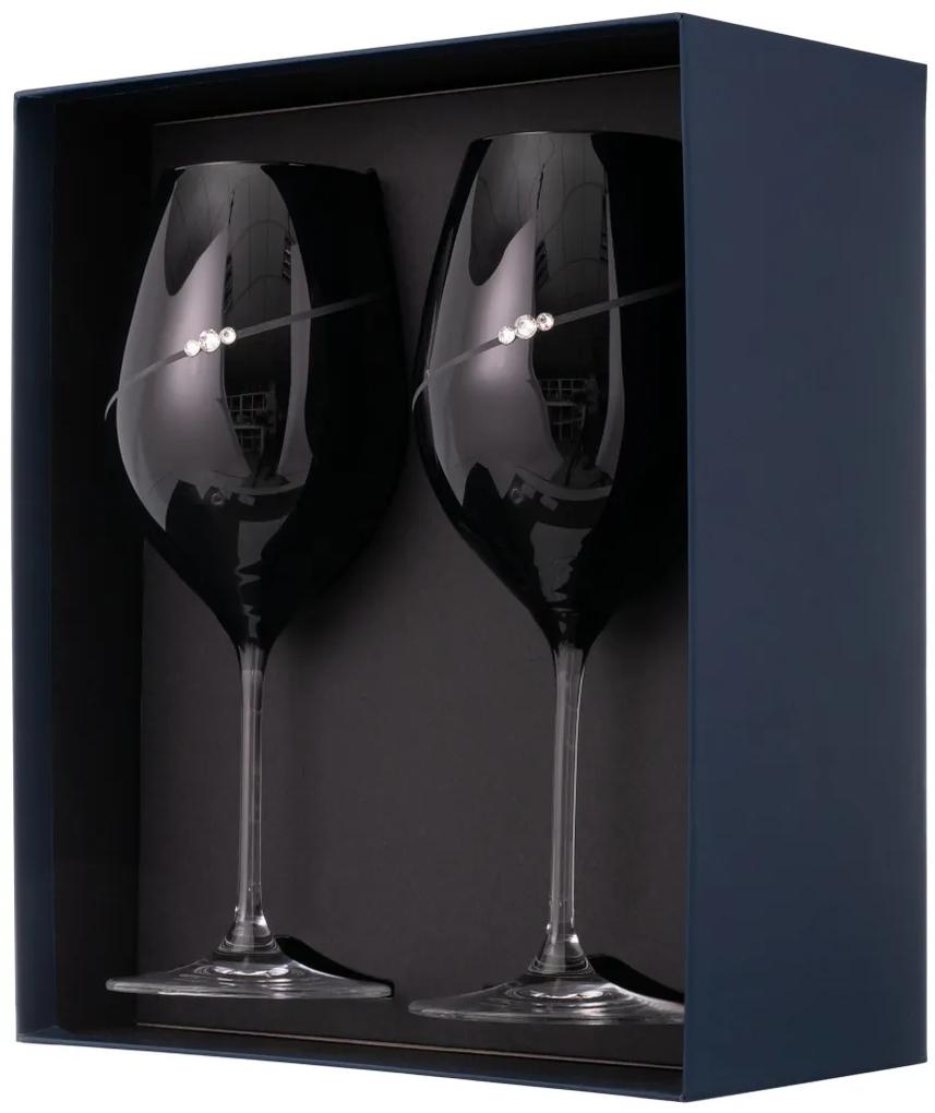 Diamante sklenice na červené víno Silhouette City Black s krystaly Swarovski 470 ml 2KS