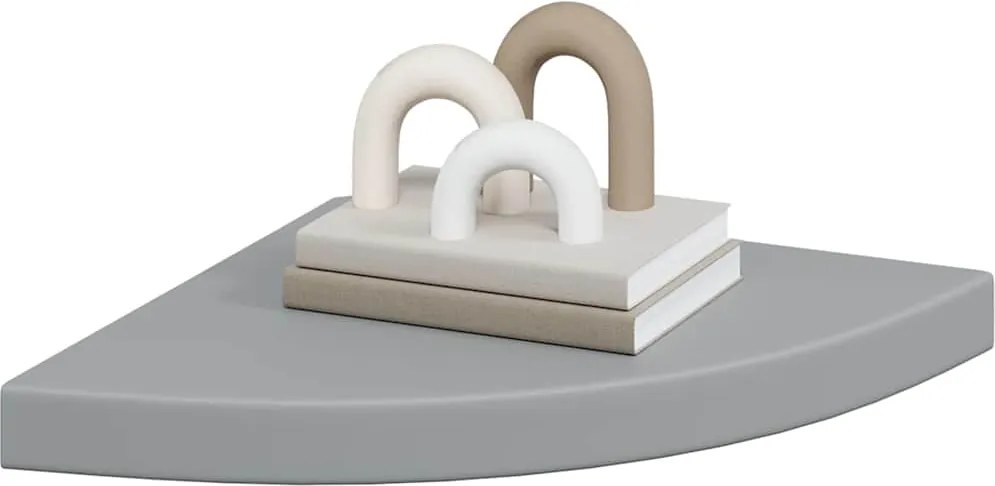 Plovoucí rohové police 4 ks šedé 35 x 35 x 3,8 cm MDF 323924