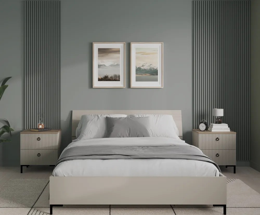 Manželská postel, 160x200, šedohnědá Taupe, DOMCA