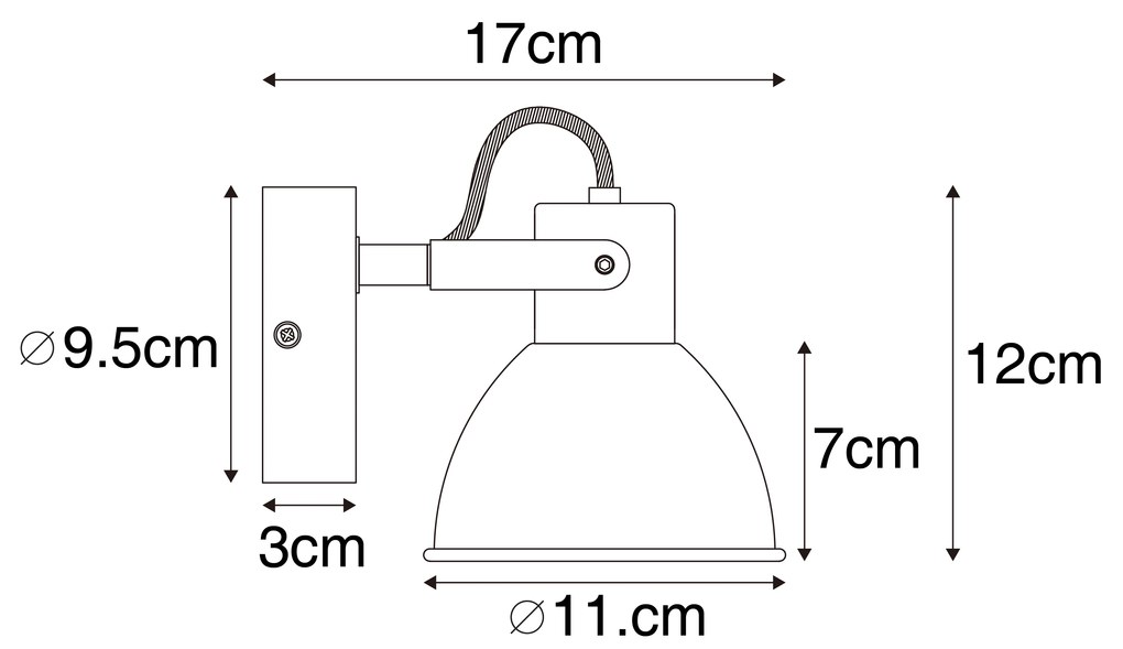 Průmyslové bodové světlo černé se dřevem naklápěcí - Tommy