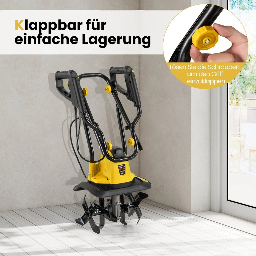Costway Elektrický kultivátor 750 W | Pracovní šířka 32 cm – 32,5 × 24 × 138 cm