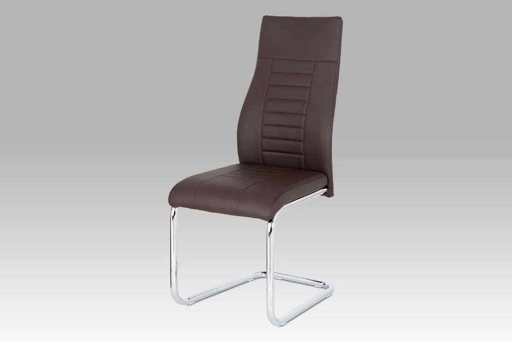 Artium Jídelní židle hnědá koženka / chrom - HC-955 BR