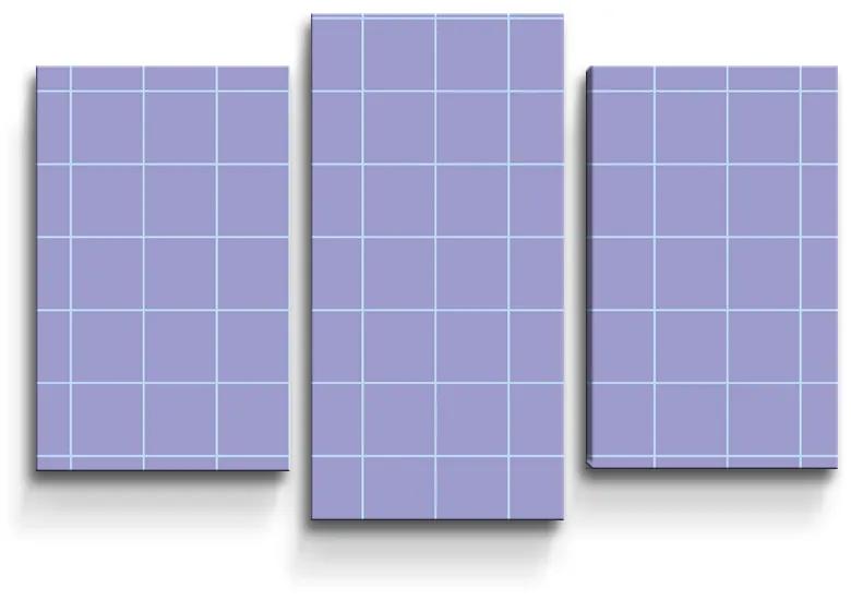 Sablio Obraz - 3-dílný Čtvercový vzor fialové - 75x50 cm