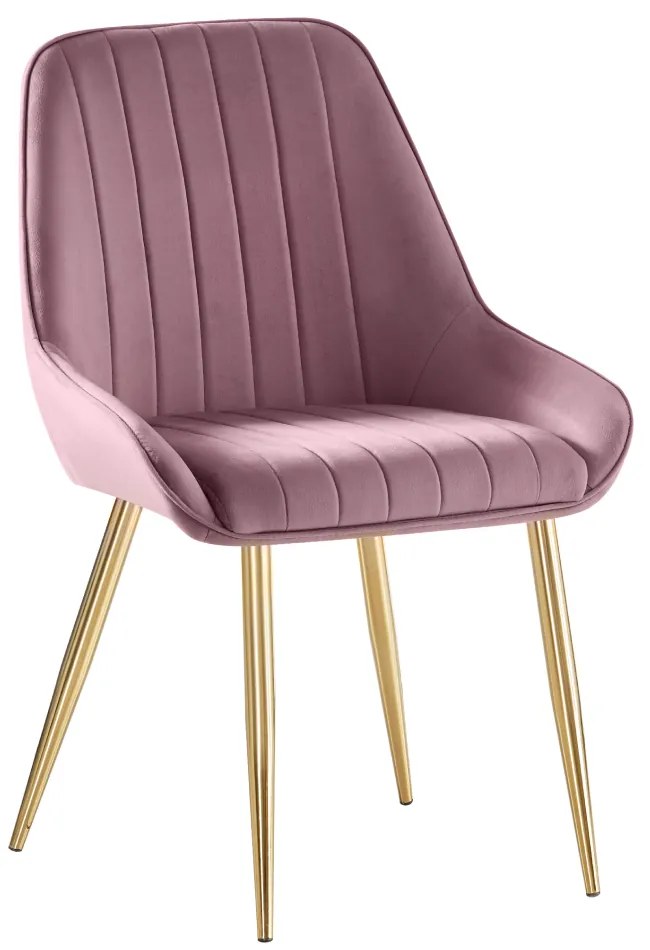 Jídelní židle LUXURY - látka Velvet, zlatý chrom / růžová