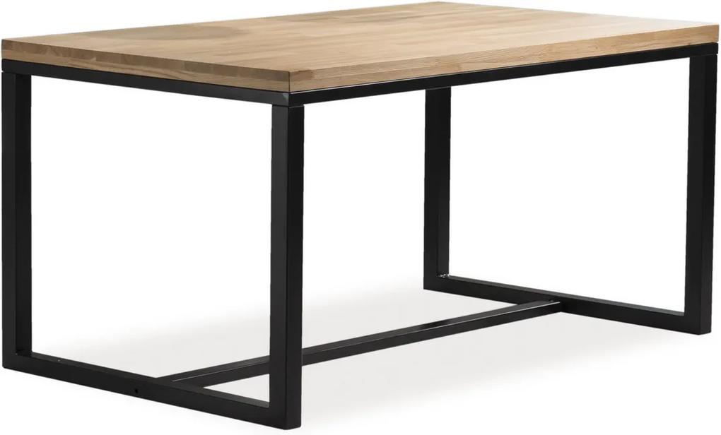 Jídelní stůl 150x90 cm z masivu v dekoru dub s černou kovovou konstrukcí typ A KN444