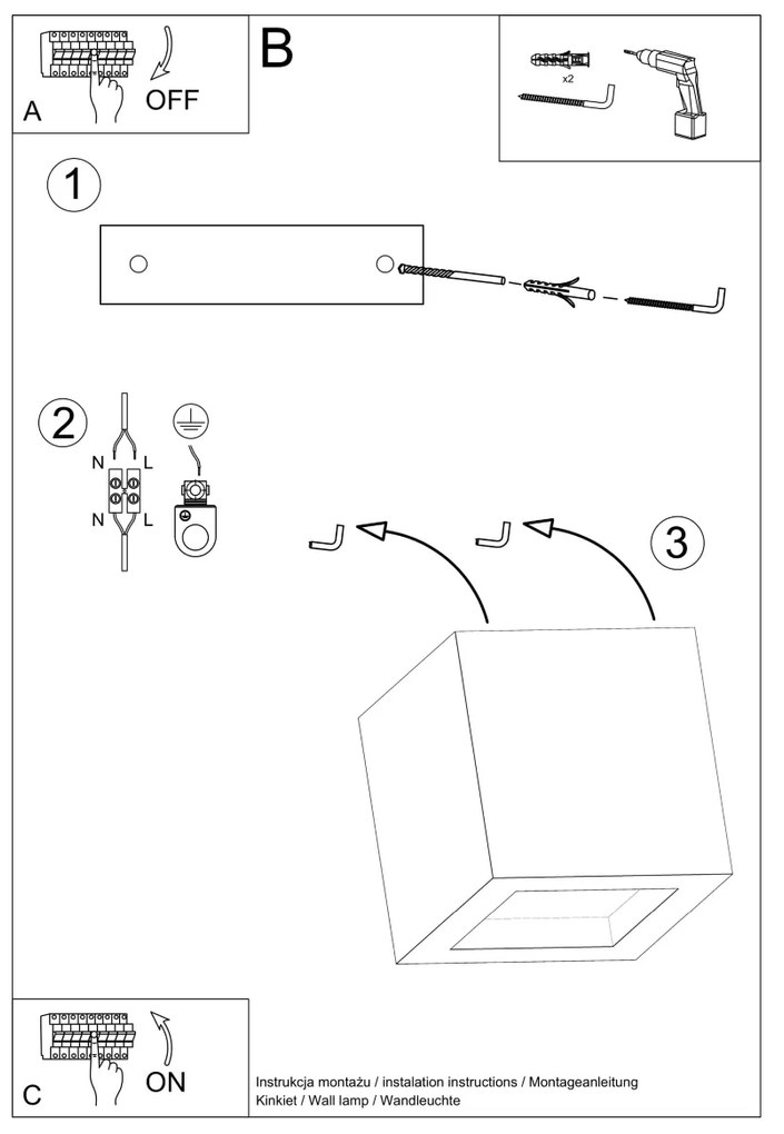 Nástěnné svítidlo Leo, 1x betonové stínidlo