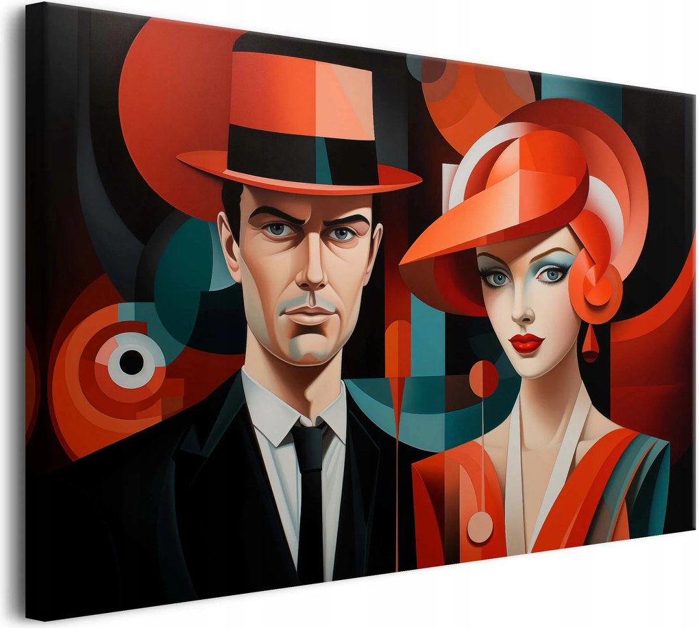 Obrazy na plátně obraz na zeď žena muž kubismus art deco 60x90 cm