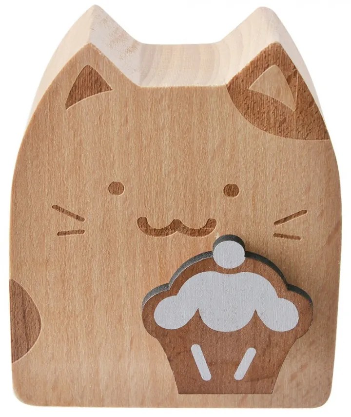 Dřevěná natahovací hrací skříňka kočička Kitty - 7*4*8 cm