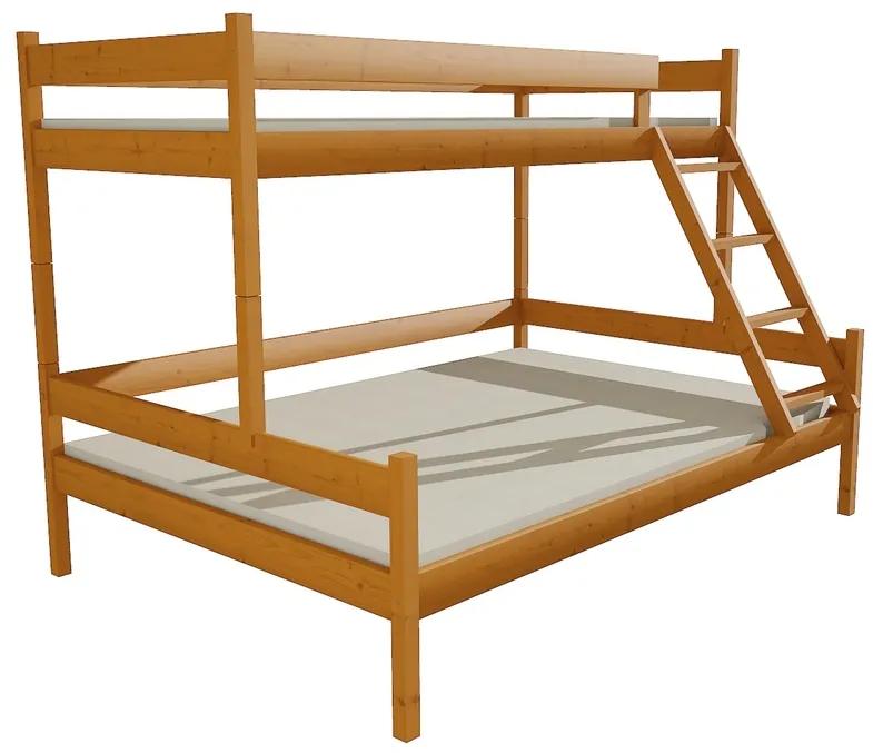 Vomaks Patrová postel s rozšířeným spodním lůžkem PPS 002 100/160 x 200 cm bezbarvý lak