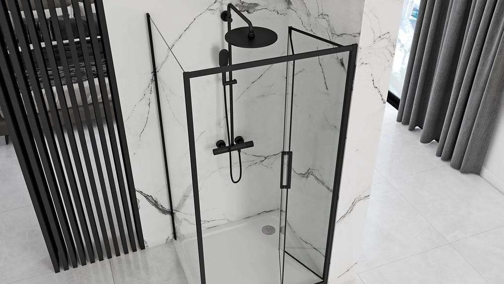 Sprchový kout REA RAPID FOLD 80/dveře x 100/zástěna cm, černý