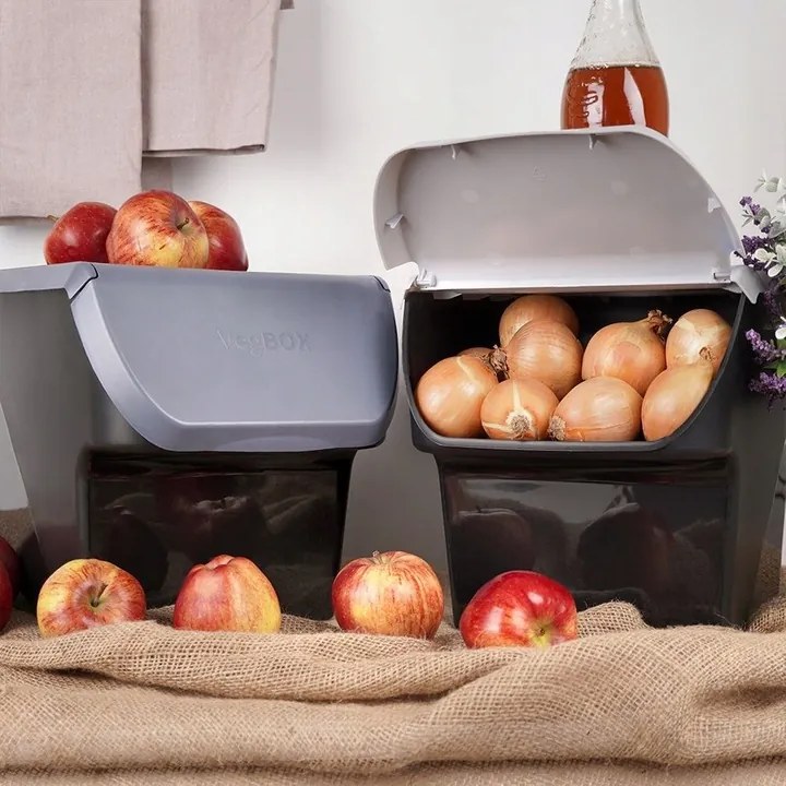 VILDE Úložný box na brambory a cibuli s větráním, VEGBOX černý (14l - 5-8kg brambor)