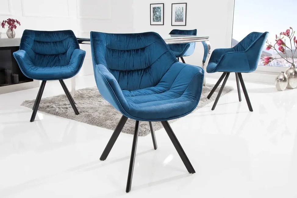 Designová jídelní židle Miramar Style modrá samet
