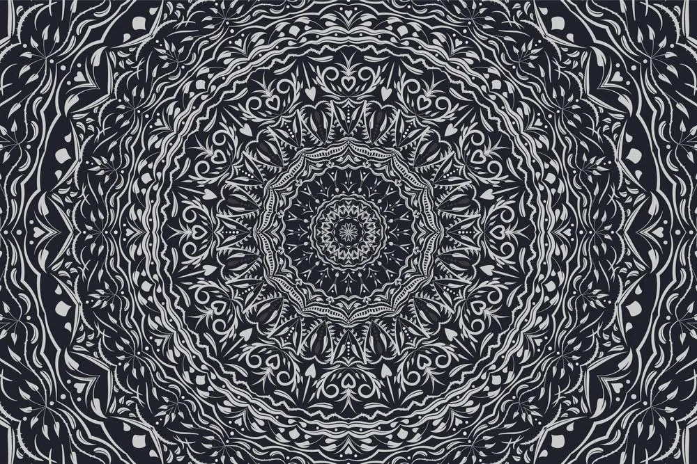 Tapeta Mandala vintage černobílá - 300x200 cm