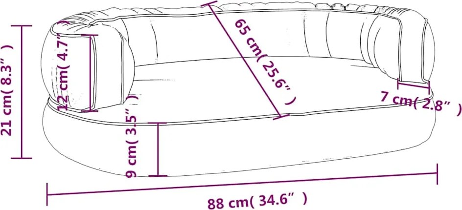 Ergonomický molitanový pelíšek pro psy modrý 88x65cm umělá kůže 171315
