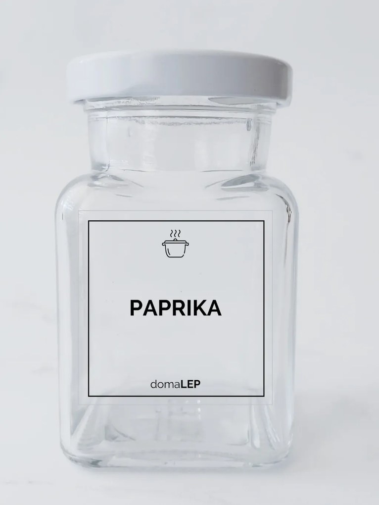 Samolepka na kořenky PAPRIKA průhledná 5 × 5 cm tučné písmo